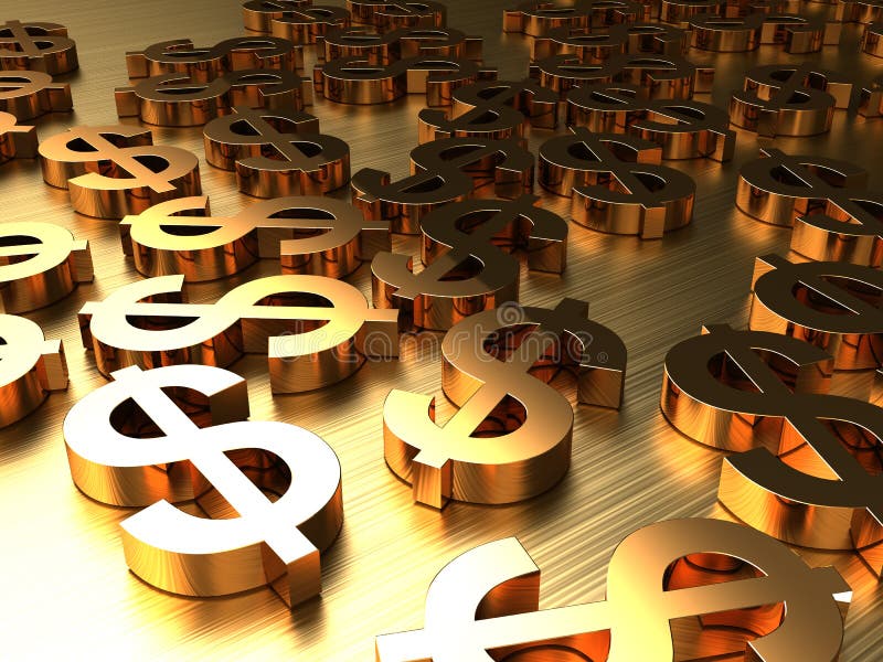 Guld- Tecken 3D Och Symboler Stock Illustrationer - Illustration av ...