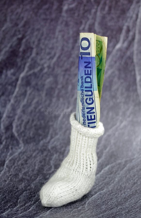 Gulden, Banknotes from the Netherlands in a Sock Stock Photo - Image of ...