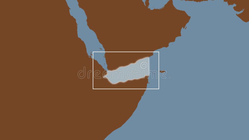 Gulf of Aden. Solid Map. Patterson Cylindrical. Close-up Stock Video ...
