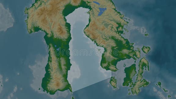 Gulf of Boni Highlighted. Physical Map Stock Illustration ...