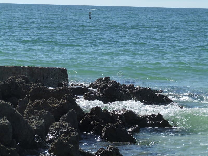 Rocky water stock photo. Image of headland, horizon, wave - 98222198