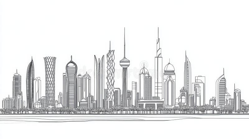 Gulf Metropolis Skyline a Modern Architectural Marvel Symbolizing Urban ...