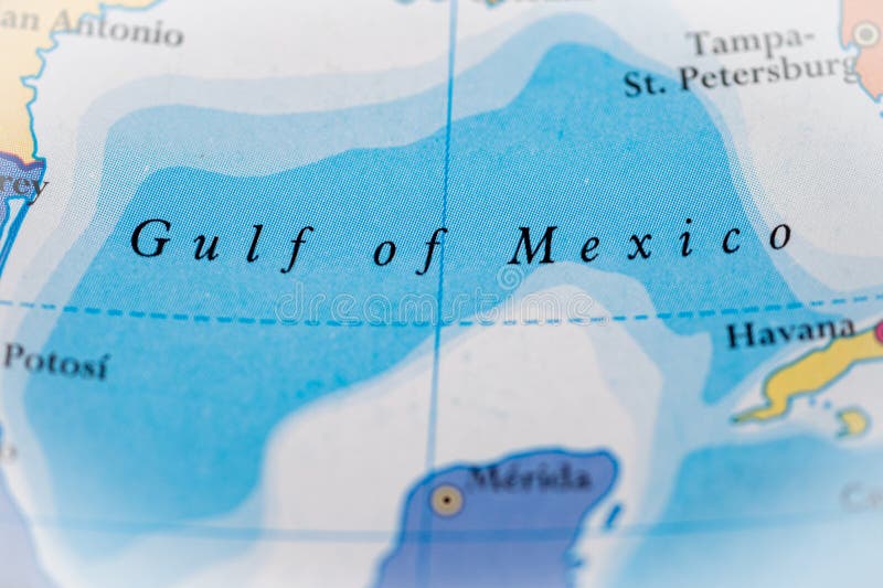 Gulf of Mexico Highlighted on a World Map Stock Photo - Image of ...