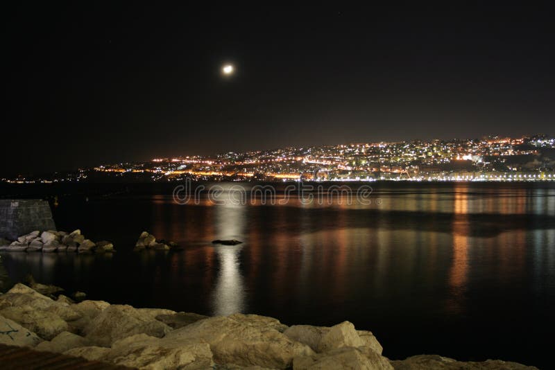 Gulf of Naples italy stock photo. Image of moon, night - 5031228
