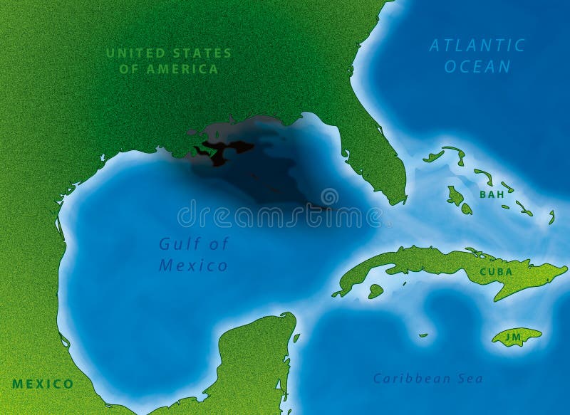 Gulf Oil Spill Map stock illustration. Illustration of peninsula - 14540675