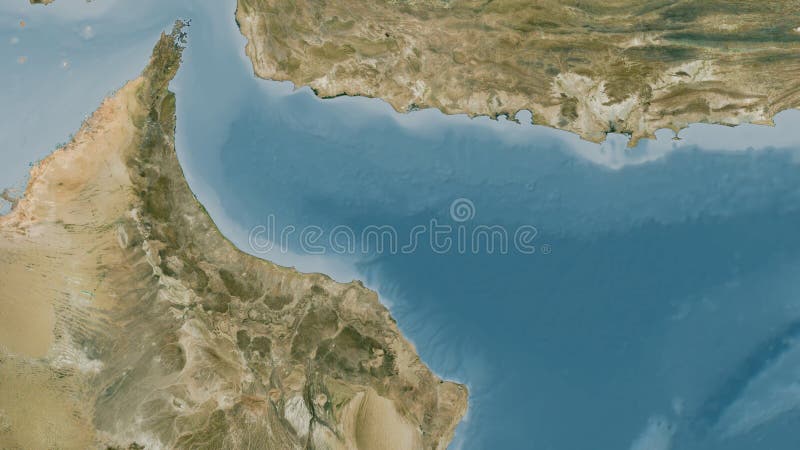 Gulf of Oman. Bounding Box. Satellite Map Stock Illustration ...