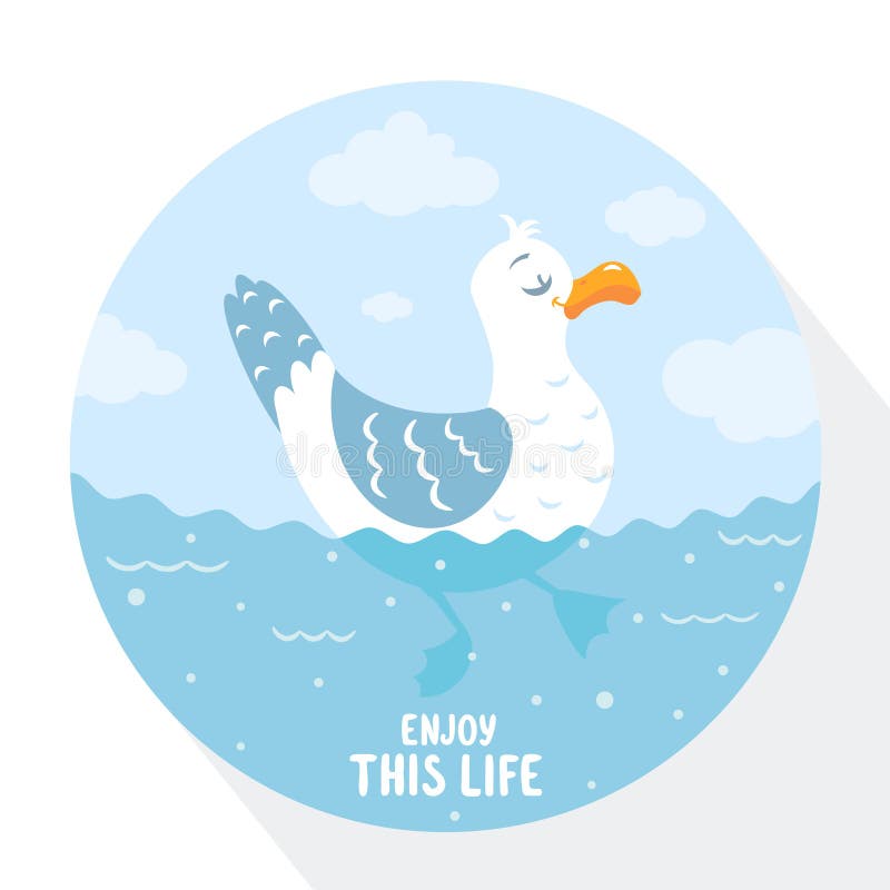 Funny Gull Hunting Down Fish, Cute Comic Bird Character Cartoon Vector ... Funny Gull Hunting Down Fish, Cute Comic Bird Character Cartoon Vector ...