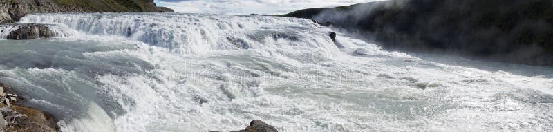 Gullfoss Waterfall in Iceland - Panorama Stock Image - Image of ...
