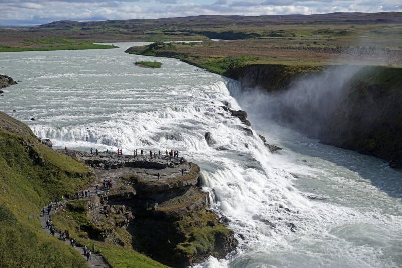 Gullfoss - Cascade Waterfall in Iceland Stock Photo - Image of ...