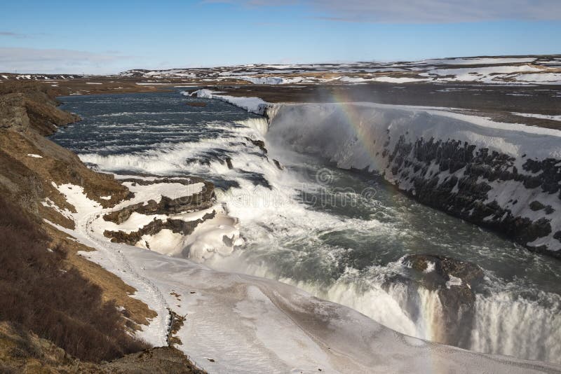 Gullfoss Waterfall with Rainbow, Golden Circle Route, Iceland Stock ... Gullfoss Waterfall with Rainbow, Golden Circle Route, Iceland Stock ...
