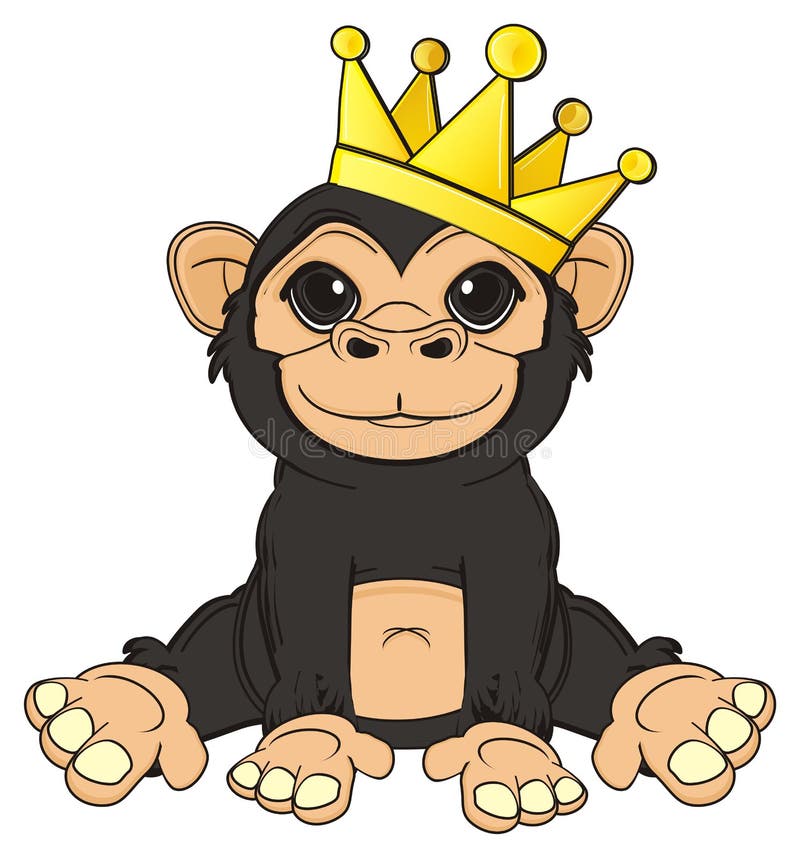 Gullig apa med kronan stock illustrationer. Illustration of primat ...