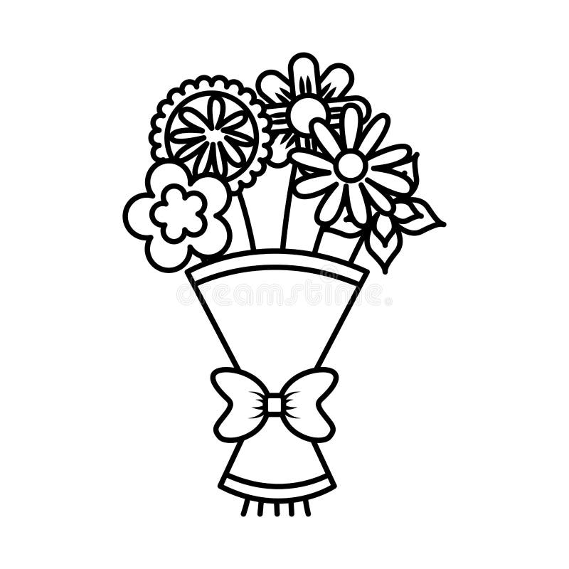 Gullig Bukett Av Blommanatursymbolen Vektor Illustrationer ...