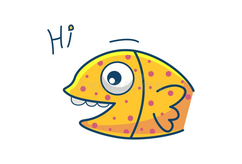 Gullig fisk lyckliga Emoji stock illustrationer. Illustration av ...