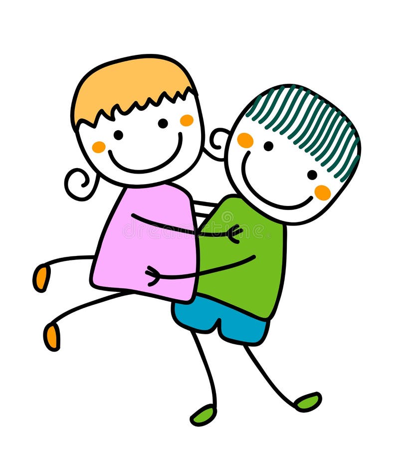 Gullig flicka och pojke vektor illustrationer. Illustration av actinium ...