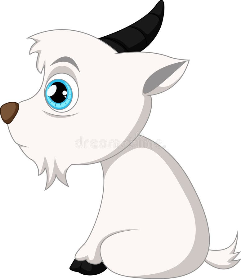 Gullig Get Som Poserar Tecknad Filmillustrationen Vektor Illustrationer ...