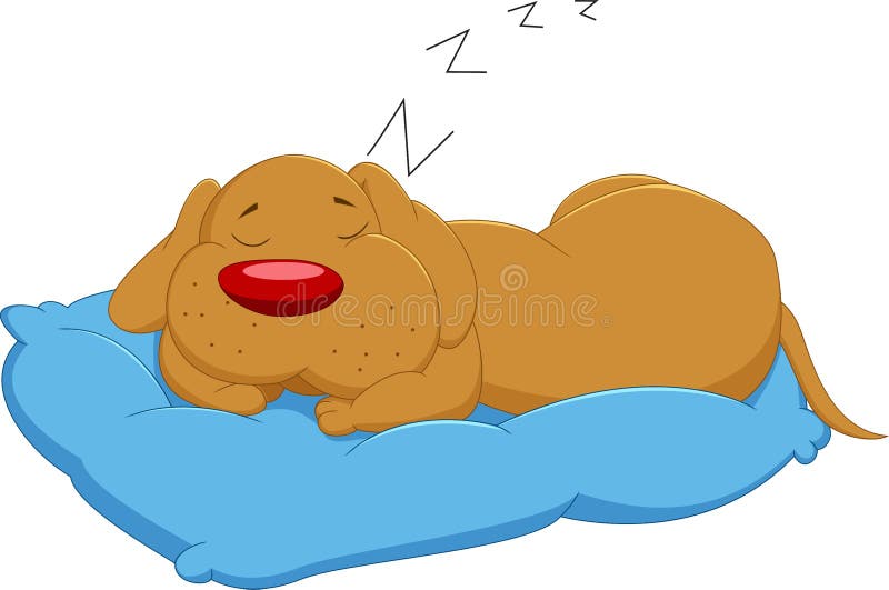Söt Hund Som Sover På En Kudde Vektor Illustrationer - Illustration av ...