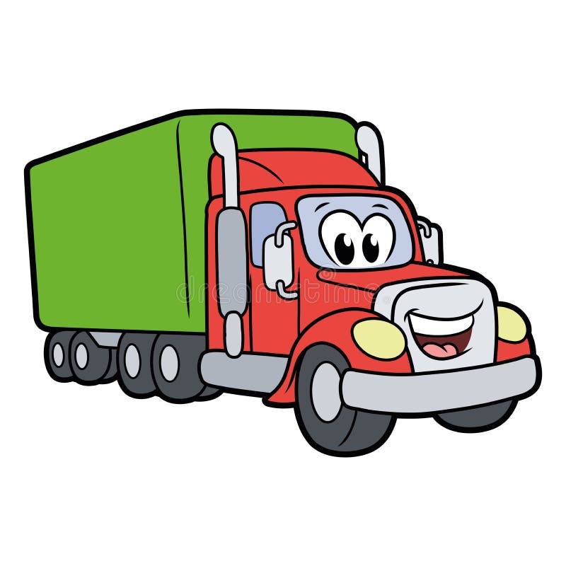Tecknad Filmlastbil Lorry Transport Mascot Character Vektor ...