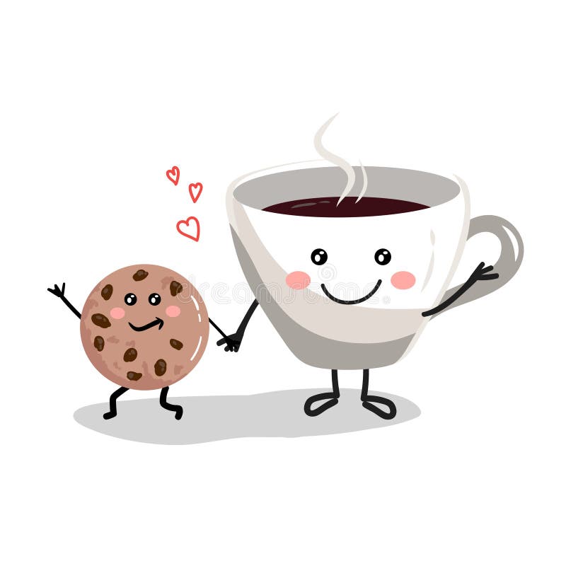 Gullig Tecknad Filmkopp Av Coffee3 Vektor Illustrationer - Illustration ...