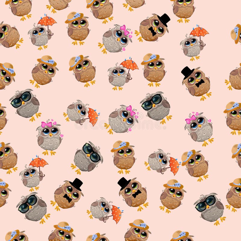 Gullig uggla i en hatt vektor illustrationer. Illustration av bebis ...