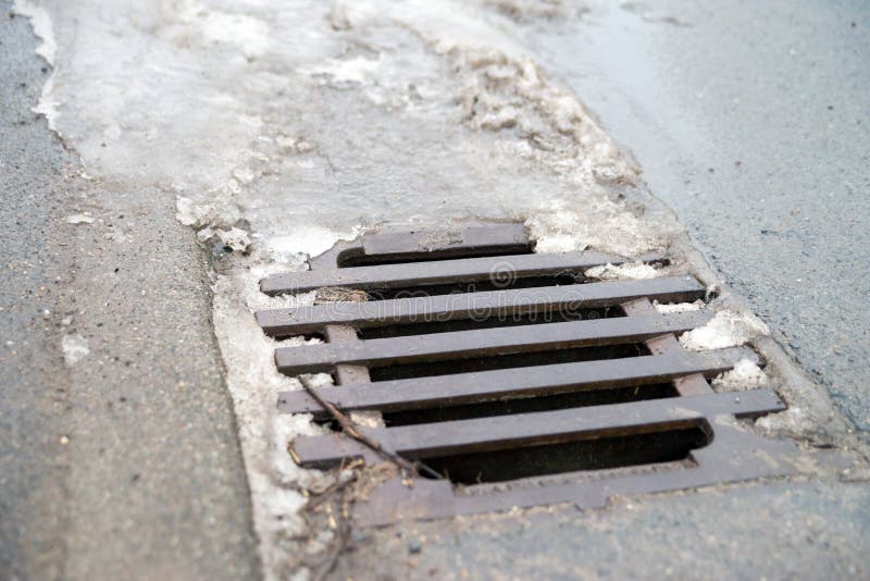 Road Gully Gratings with Grass Stock Image - Image of gehweg, contrast ...
