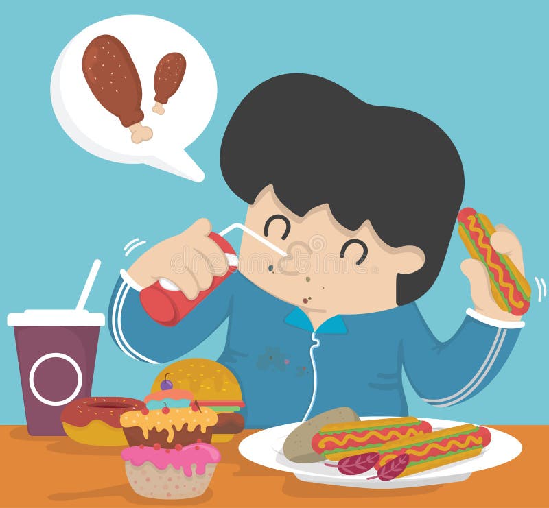 Gulzigheid, Die Teveel Vet Eten Vector Illustratie - Illustration of ...