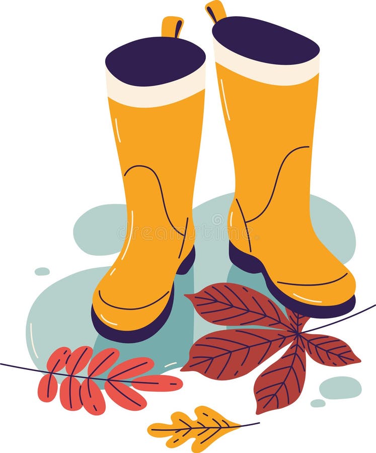 Gumboots in Rain Paddle stock vector. Illustration of rain - 285103856