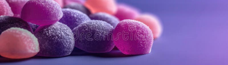 Gumdrops Standing on Gradient White Purple Background Wide Panoramic ...