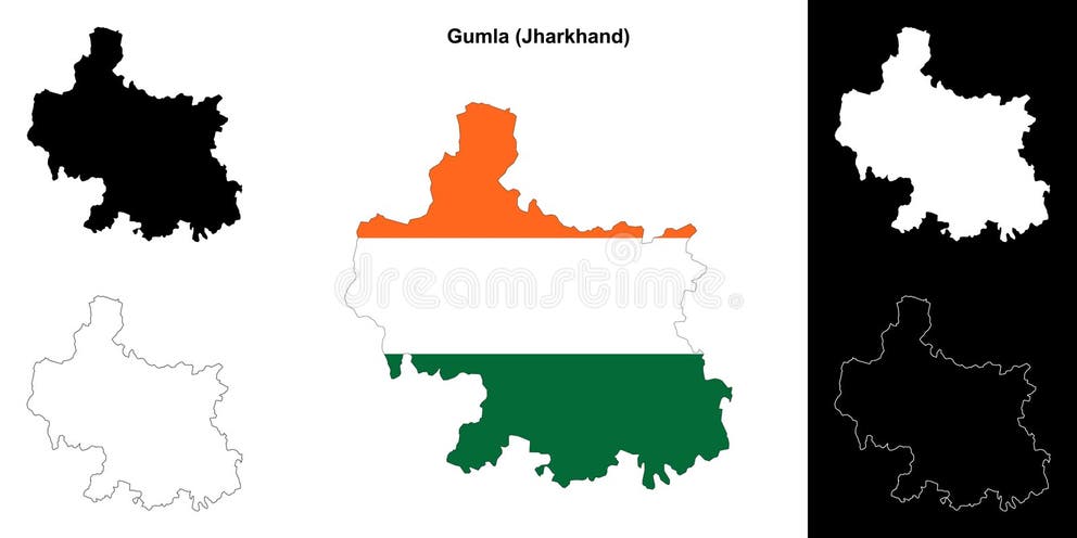 Gumla outline map stock vector. Illustration of district - 368828585