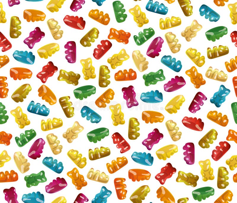 Gummy Bear Candy Seamless Pattern. Jelly Bear Seamless Texture. Stock ...
