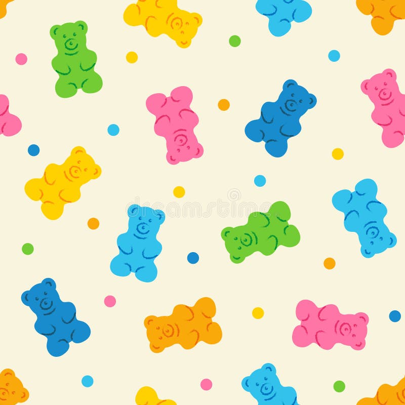 Gummy Bear Seamless Pattern. Sweet Jelly Candy Texture Stock Vector ...
