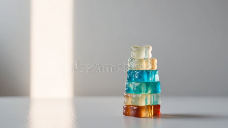 Gummy Bears Stacked with Light Highlighting Translucent Colors. Stock ...