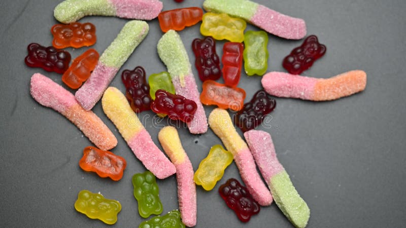 Gummy candies spinning stock video. Video of frame, texture - 326748257