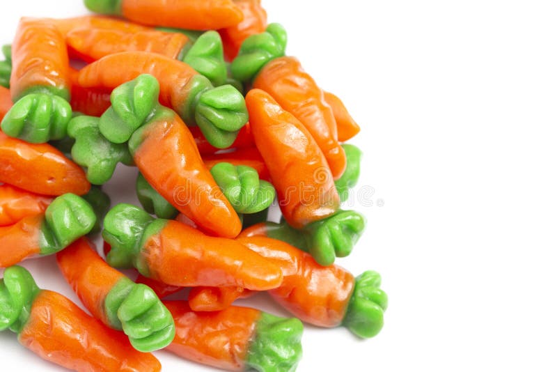 Gummy Candy Carrots on a White Background Stock Photo - Image of sweet ...