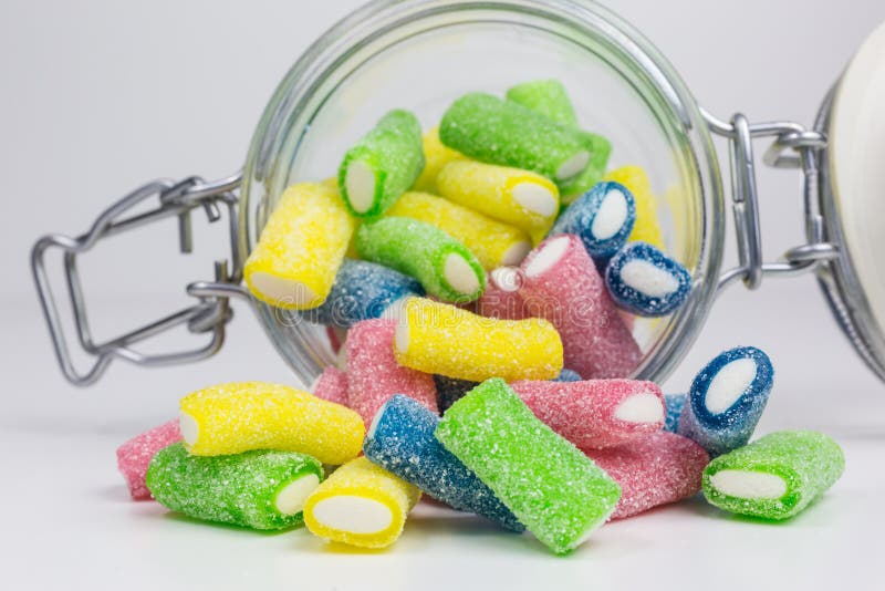 Gummy candy in a jar stock image. Image of gelatinous - 175687563