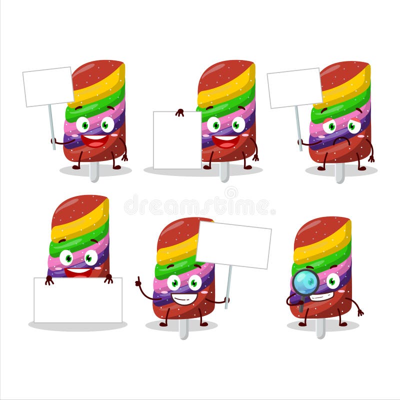 Gummy Candy Rainbow Cartoon Character Bring Information Board Stock ...