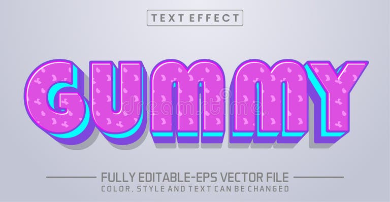 Gummy 3d Text Editable Style Effect Stock Vector - Illustration of ...
