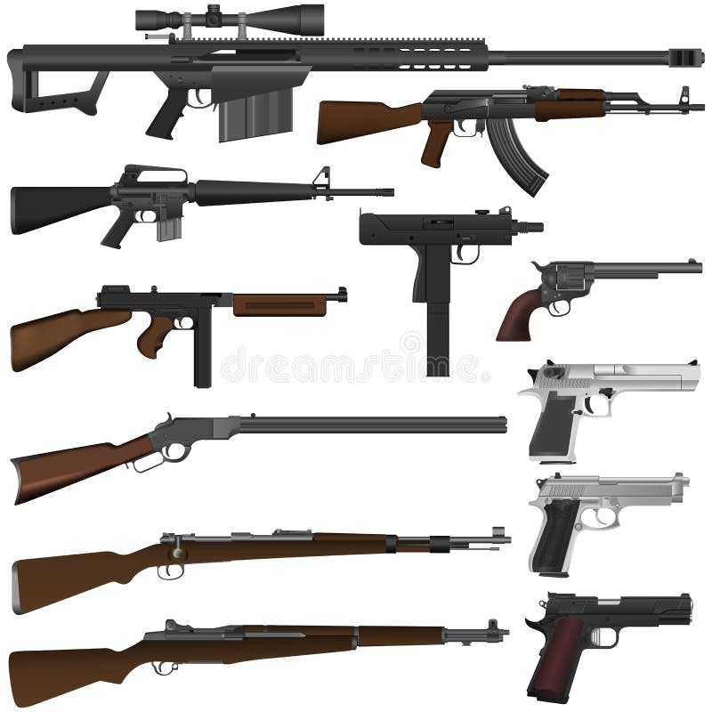 Big gun collection(vector) stock vector. Illustration of rifle - 9787732
