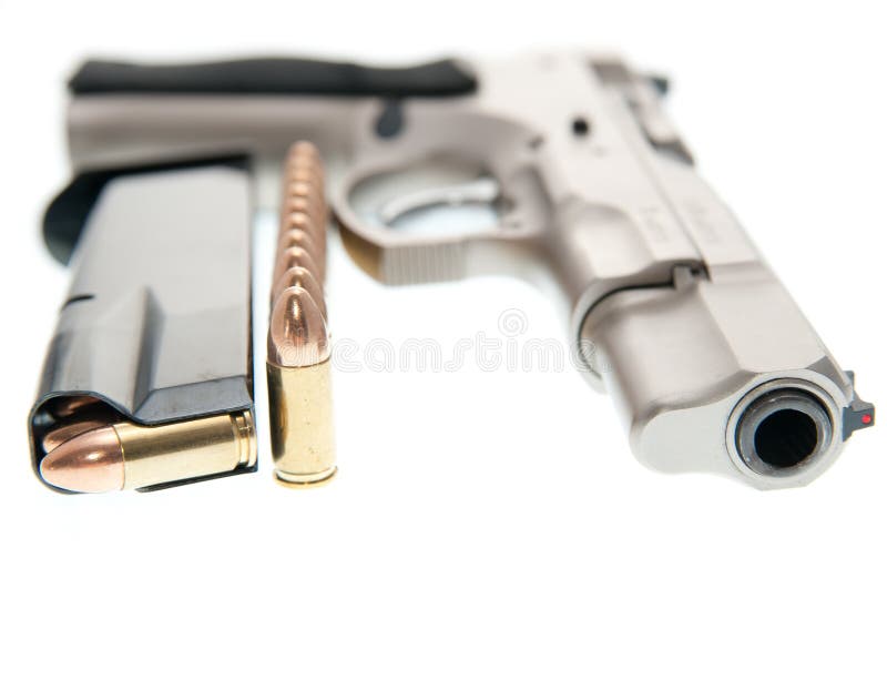 Gun - revolver on steel stock image. Image of lethal - 18907403