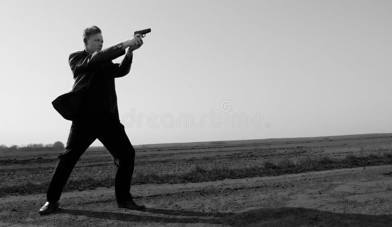 With a gun... stock image. Image of hairstyle, bright - 5119683