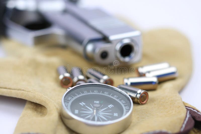 Gun stock photo. Image of compass, direct, weapon, level - 7410192