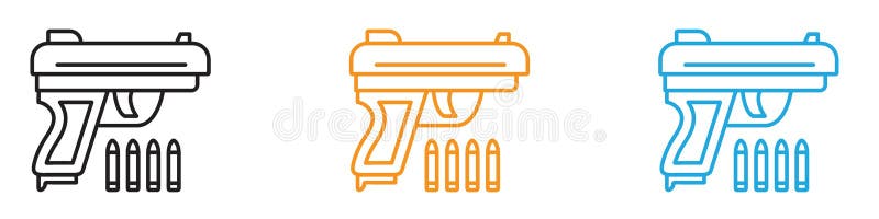 Gun with Ammunition Icon Vector Logo Set Collection for Web App Ui ...