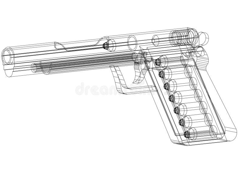 Gun Architect Blueprint - Isolated Stock Illustration - Illustration of ...