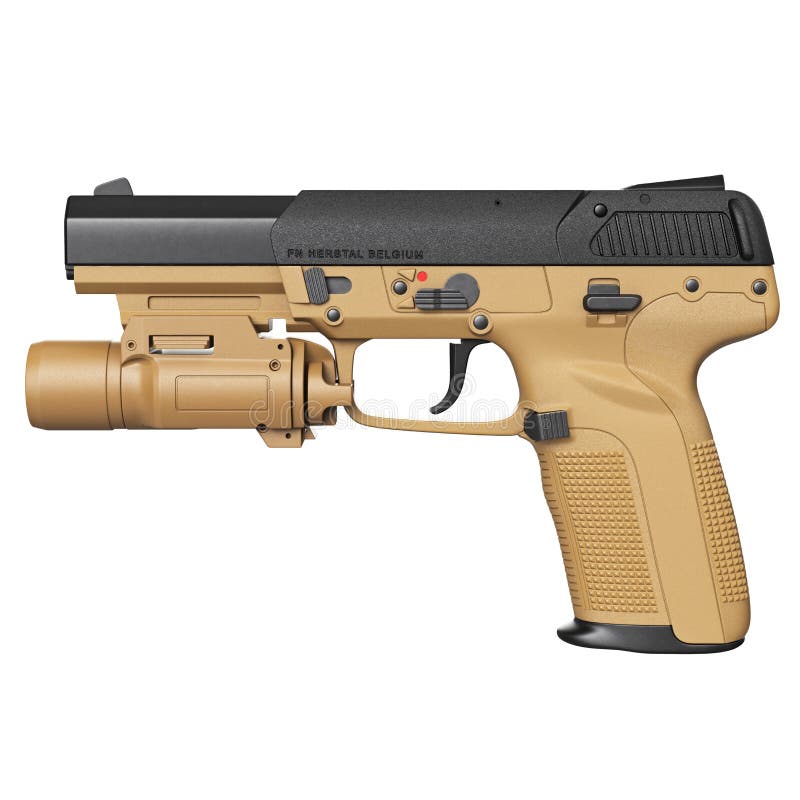 Gun Beige Military, Police, Side View Stock Illustration - Illustration ...