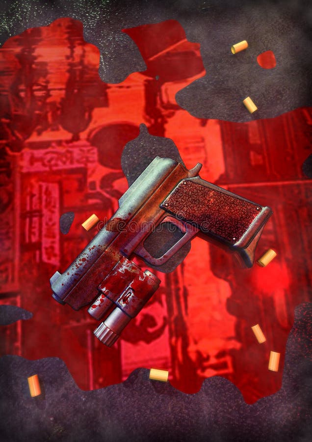Gun and blood stock illustration. Illustration of drop - 9665800