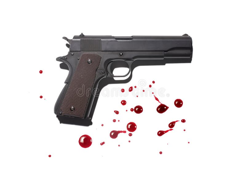 Gun with blood stains stock image. Image of cartridge - 14536533