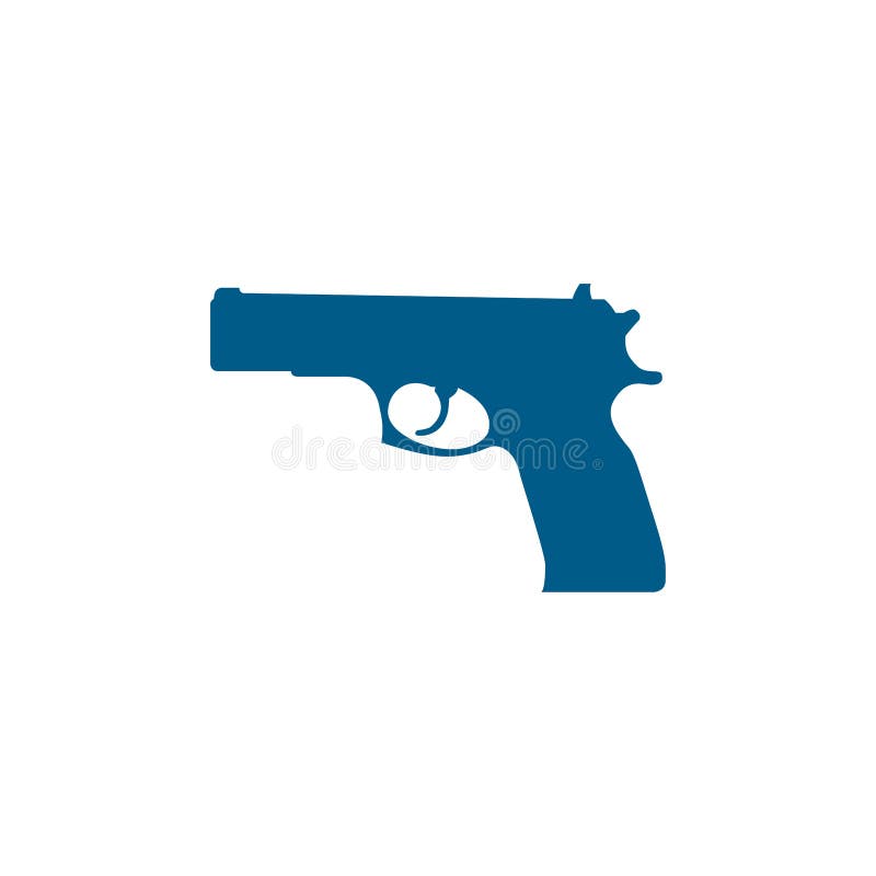 Gun Blue Icon on White Background. Blue Flat Style Vector Illustration ...