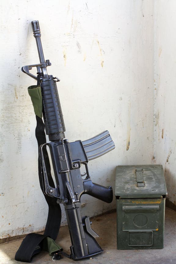 Gun and box for cartridges stock image. Image of defense - 26880797