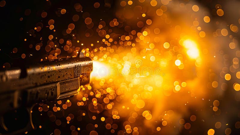 A Gun with a Bright Light Coming Out of it Stock Photo - Image of light ...