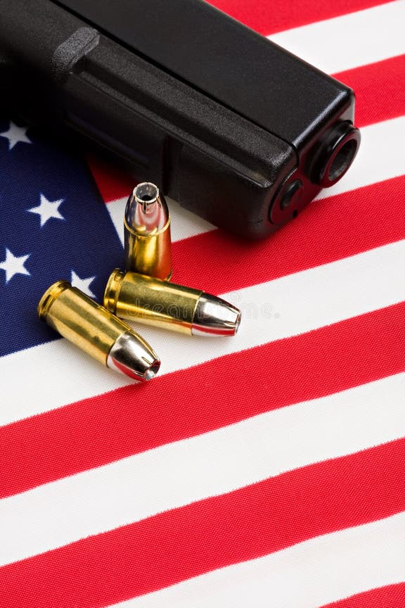 Gun and bullets on flag stock photo. Image of patriotic - 4992272