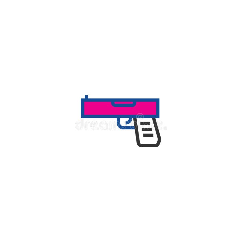 Gun Color Line Icon in Linear Style on White Background Stock ...